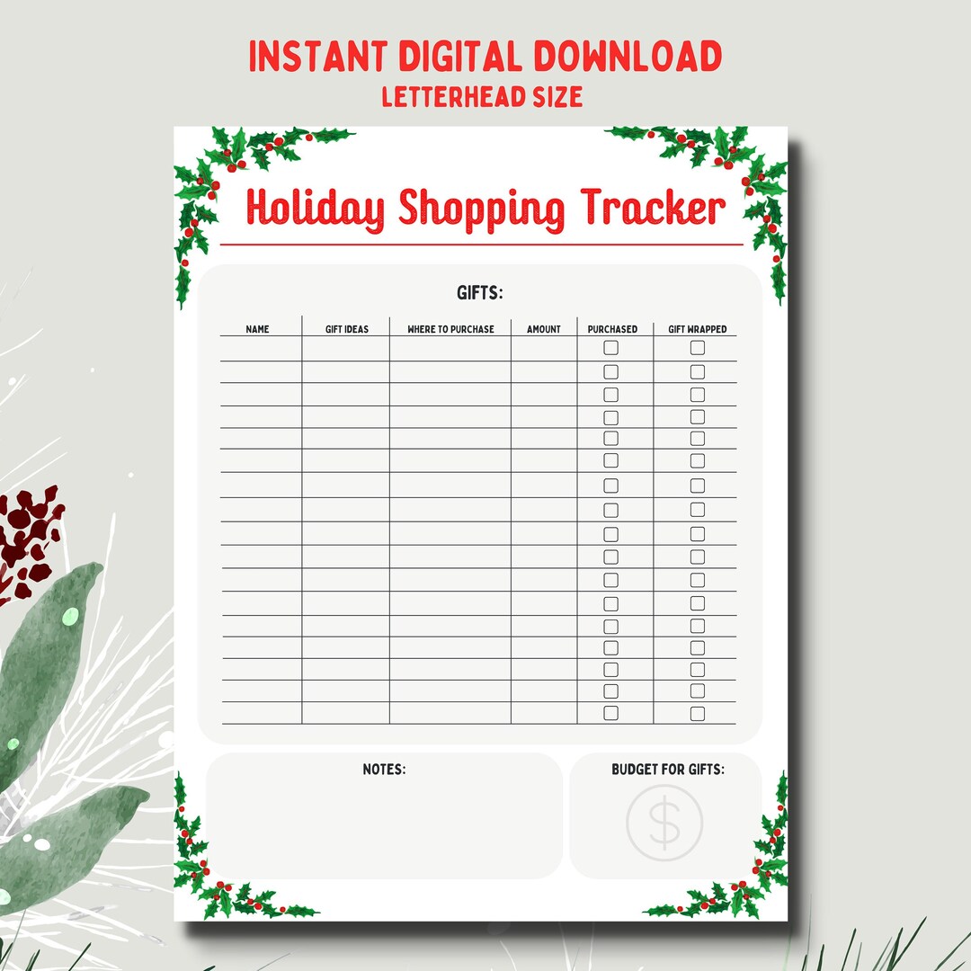 Christmas Shopping List Holiday Shopping Planner Christmas - Etsy