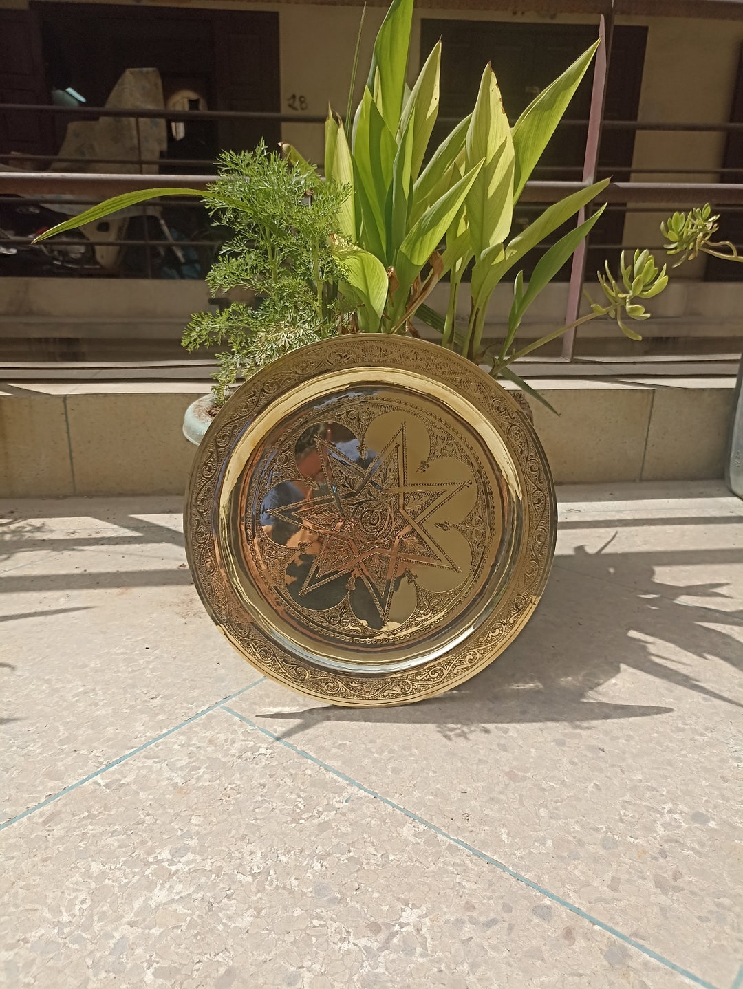 Moroccan Round Brass Tea Tray 400mm - Etsy