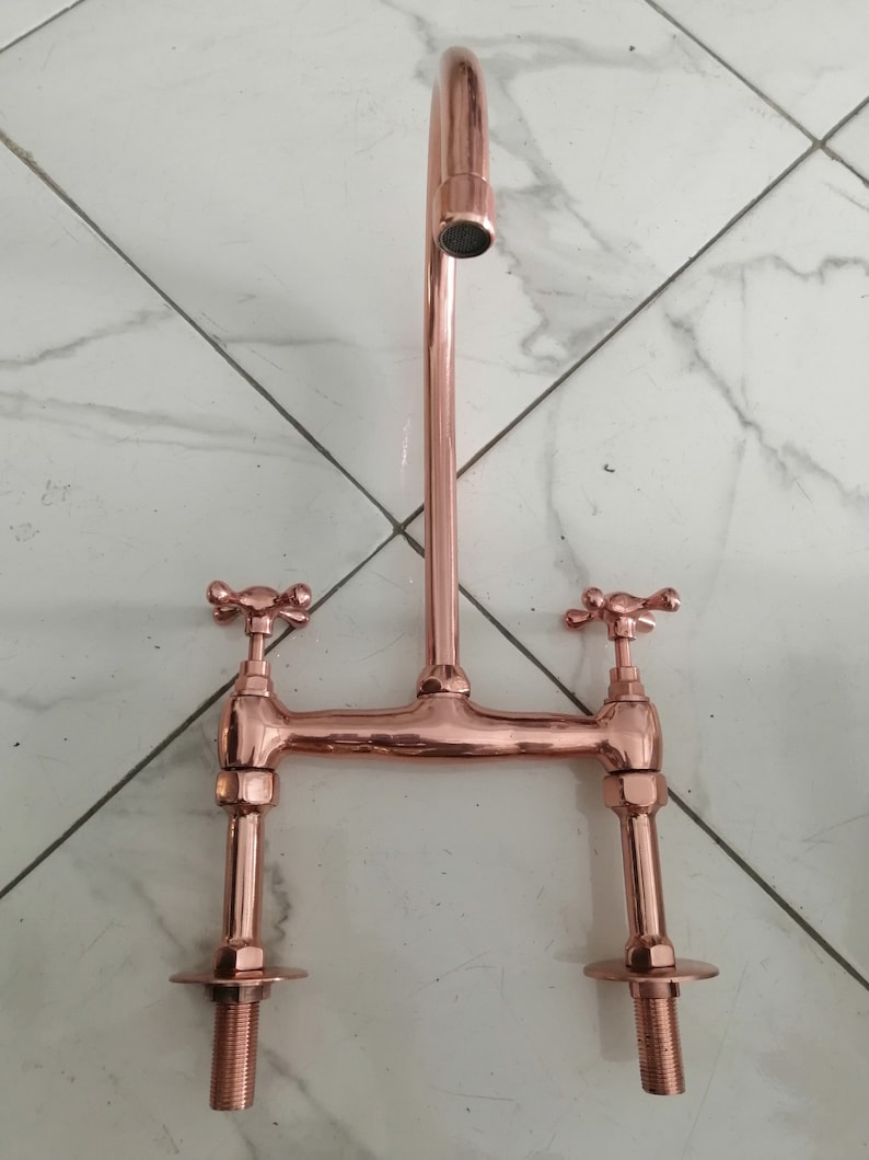 Deck Faucet in Aged Copper With Linear Legs and Various Style Handles ...