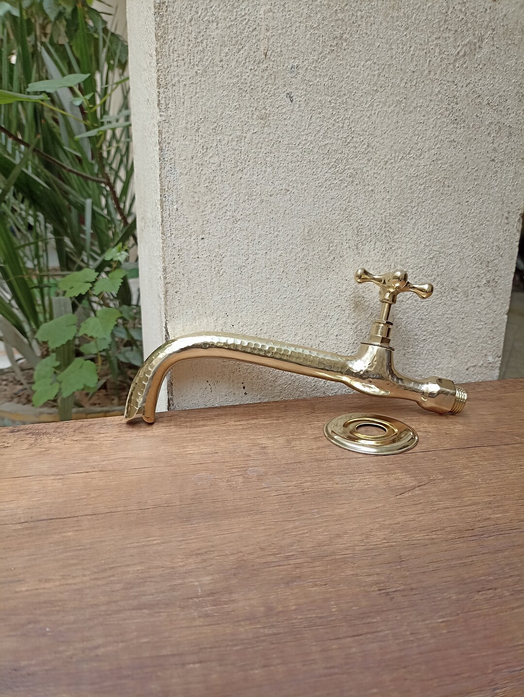 Artisan Crafted Solid Brass Garden Faucet - Handmade, Hammered Vintage ...