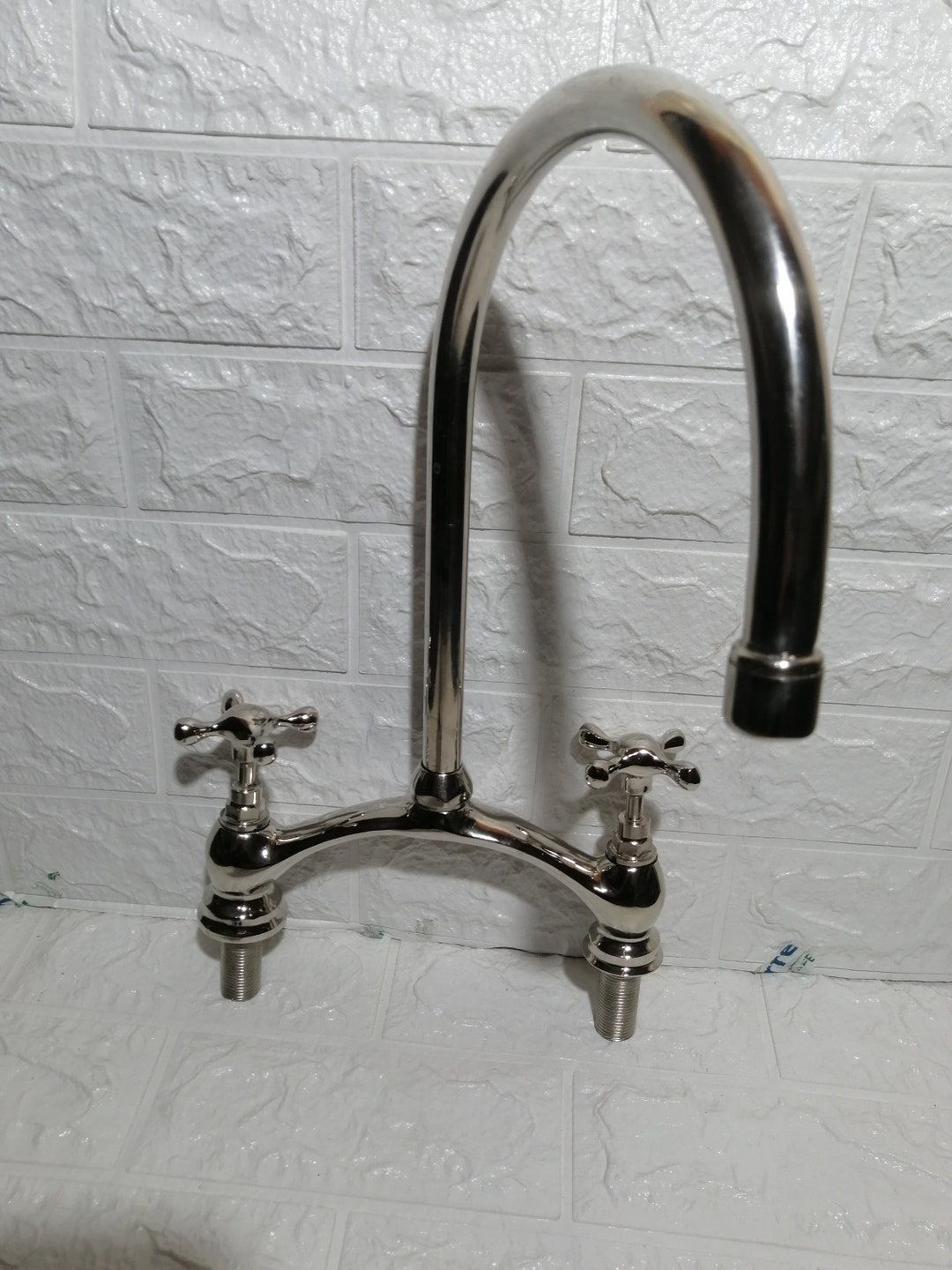 Unlacquered Brass Kitchen Faucet, V Style Twisted Deck Faucet, Brass ...