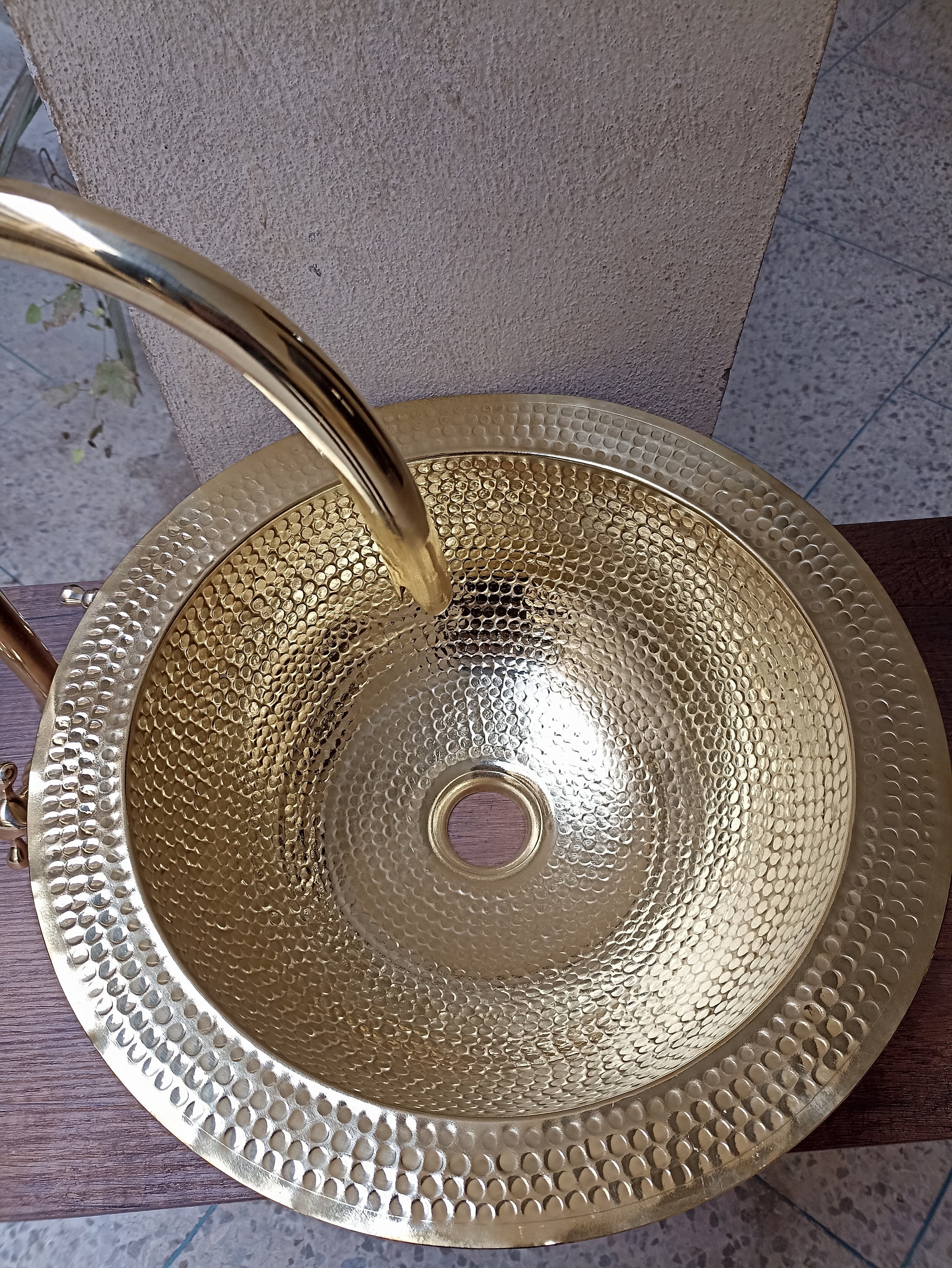 Handcrafted Brass Bathroom Sink Set: Drop-in Basin With Matching Brass ...