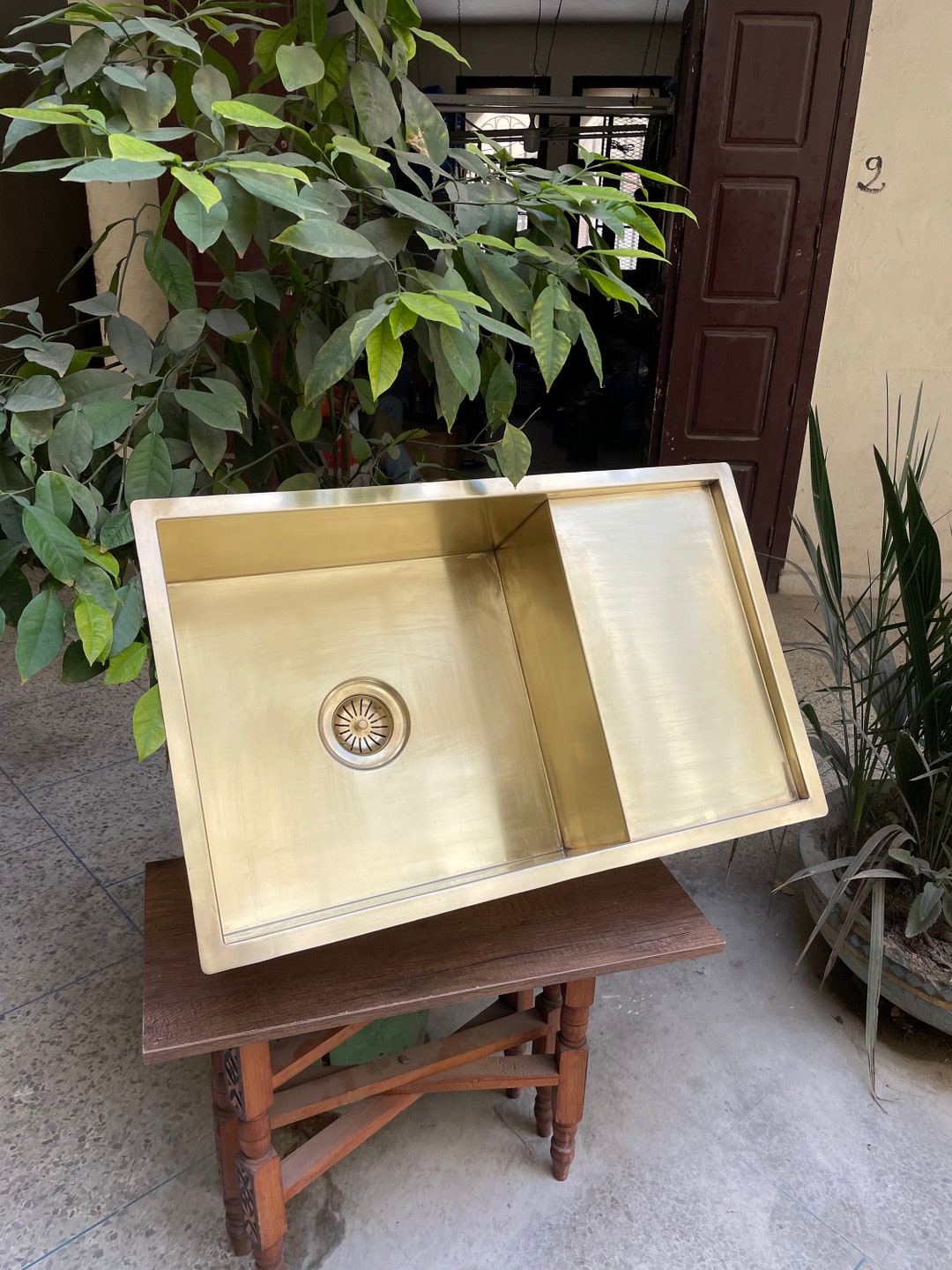 Custom Brass Kitchen Sink With Drainboard - Handcrafted to Perfection ...