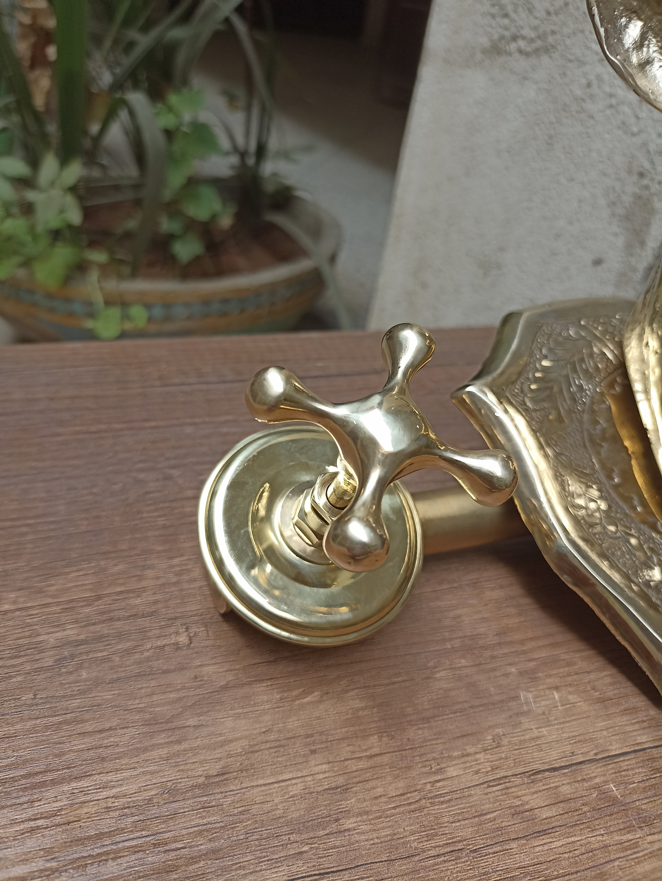 Deer Face Brass Wall Mount Faucet With Cross Handles and Included Valve ...