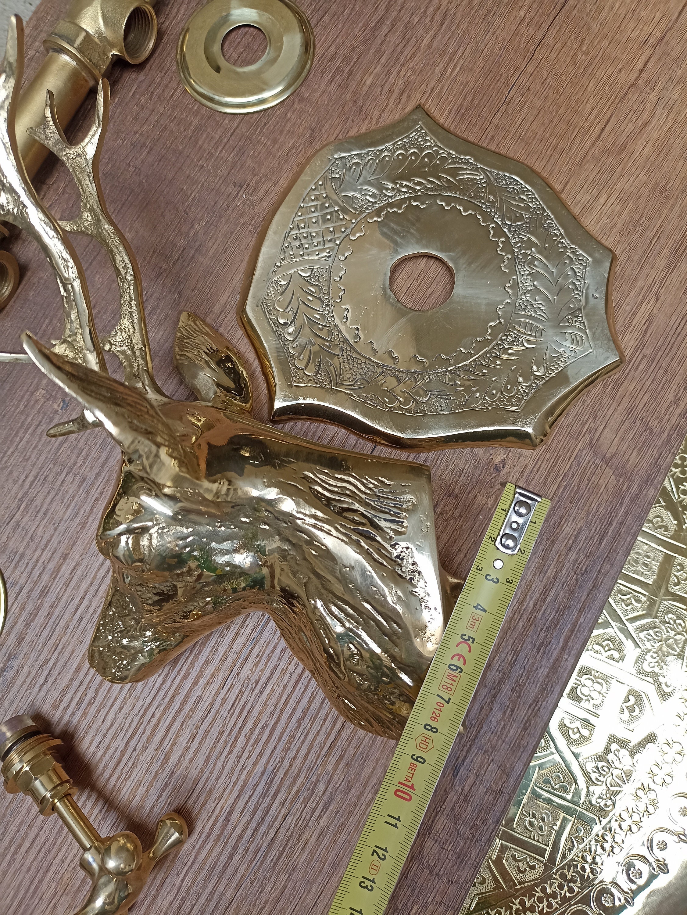 Deer Face Brass Wall Mount Faucet With Cross Handles and Included Valve ...