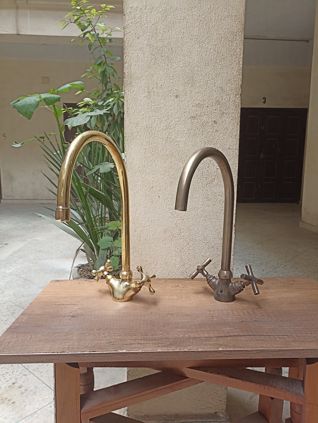 Timeless Elegance: Unlacquered Solid Brass Kitchen Faucet - Classic ...