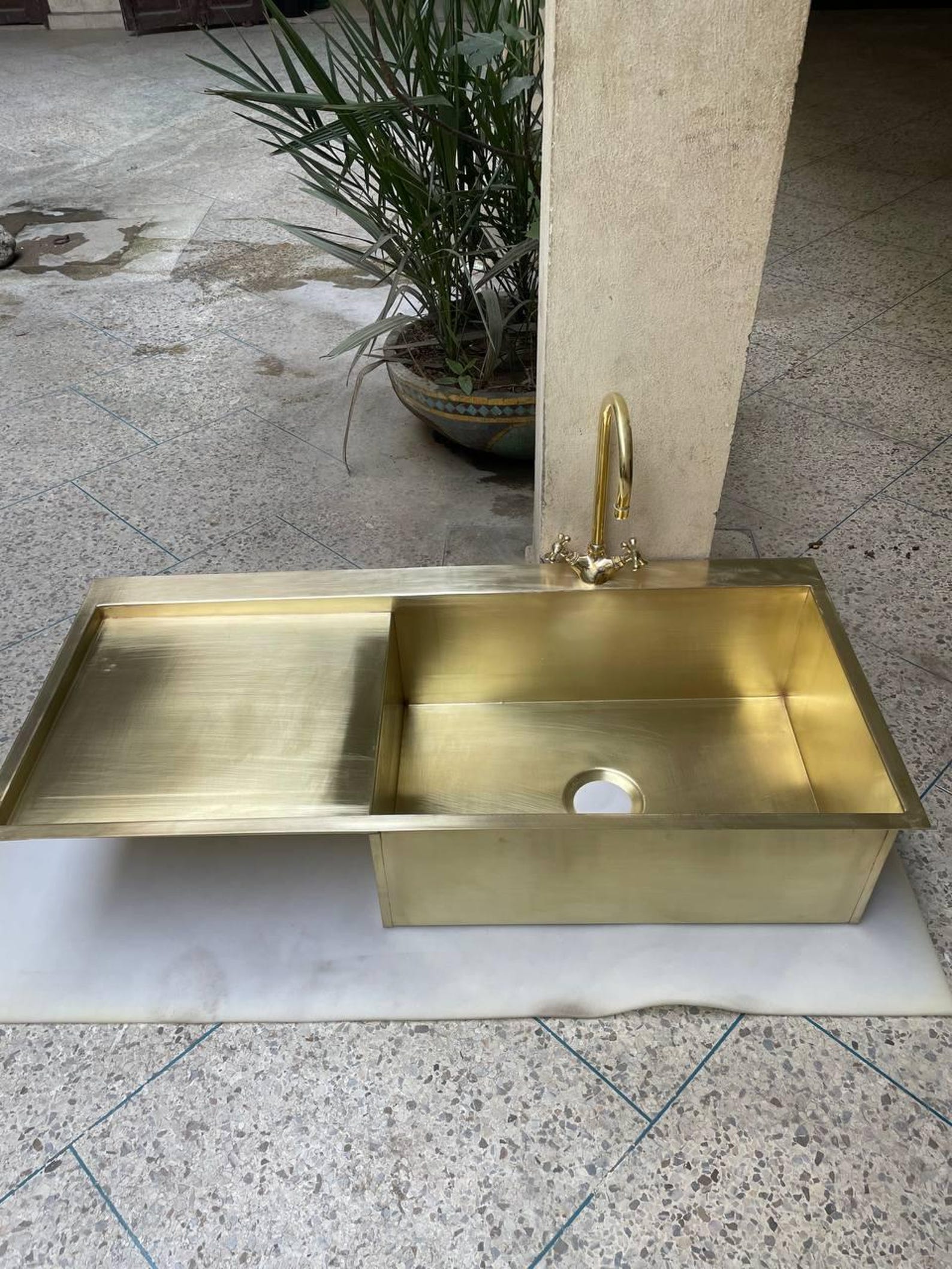 Custom Brass Kitchen Sink With Drainboard - Handcrafted to Perfection ...