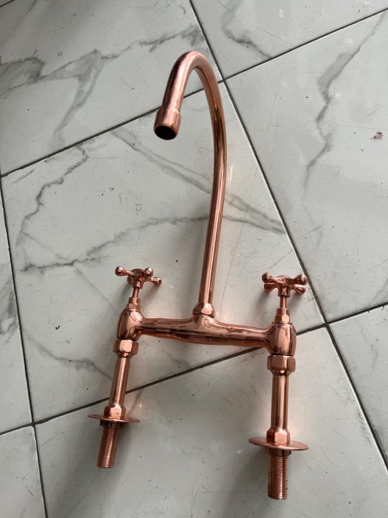 Deck Faucet in Aged Copper With Linear Legs and Various Style Handles ...