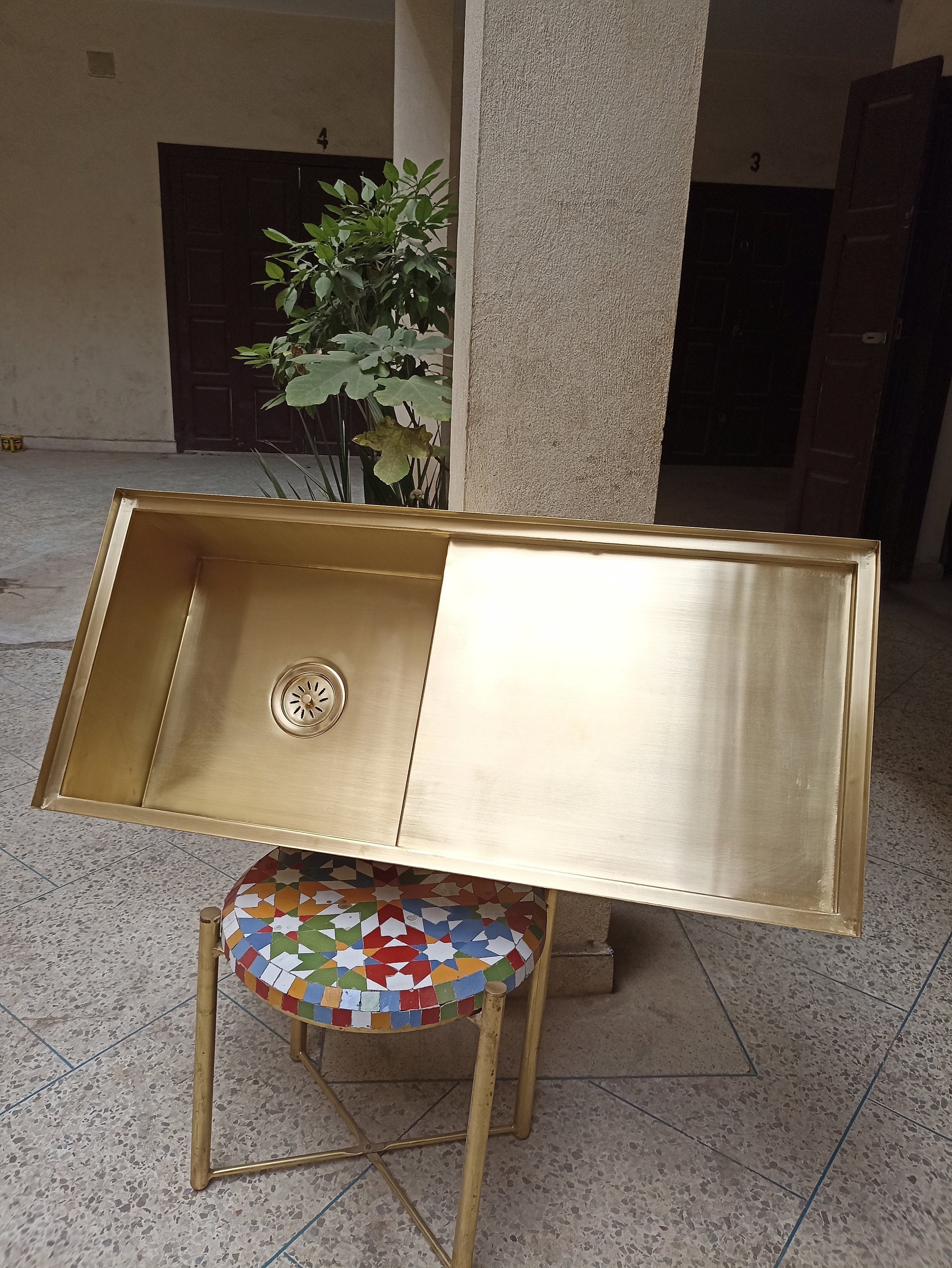 Custom Brass Kitchen Sink With Drainboard - Handcrafted to Perfection ...