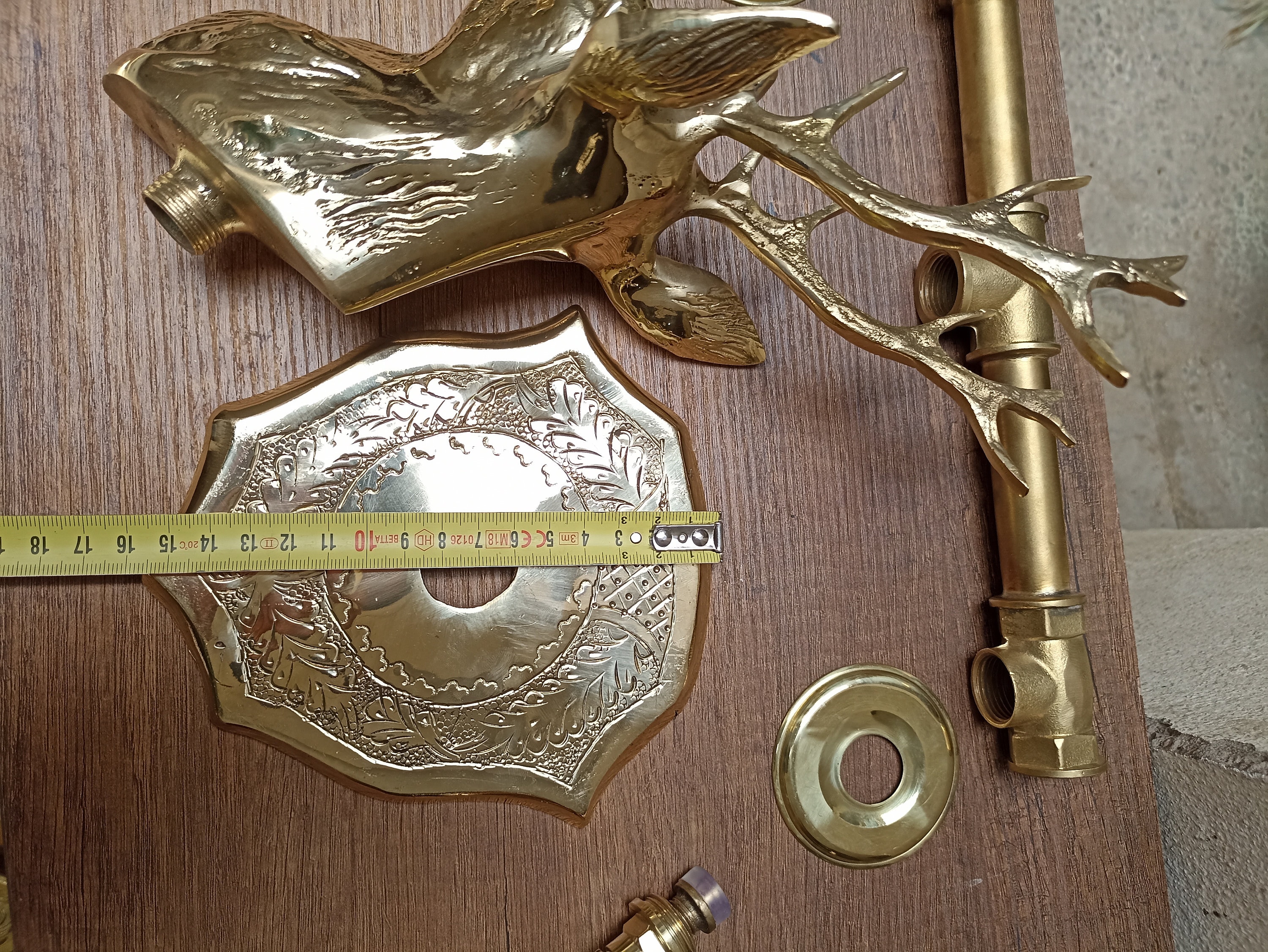 Deer Face Brass Wall Mount Faucet With Cross Handles and Included Valve ...