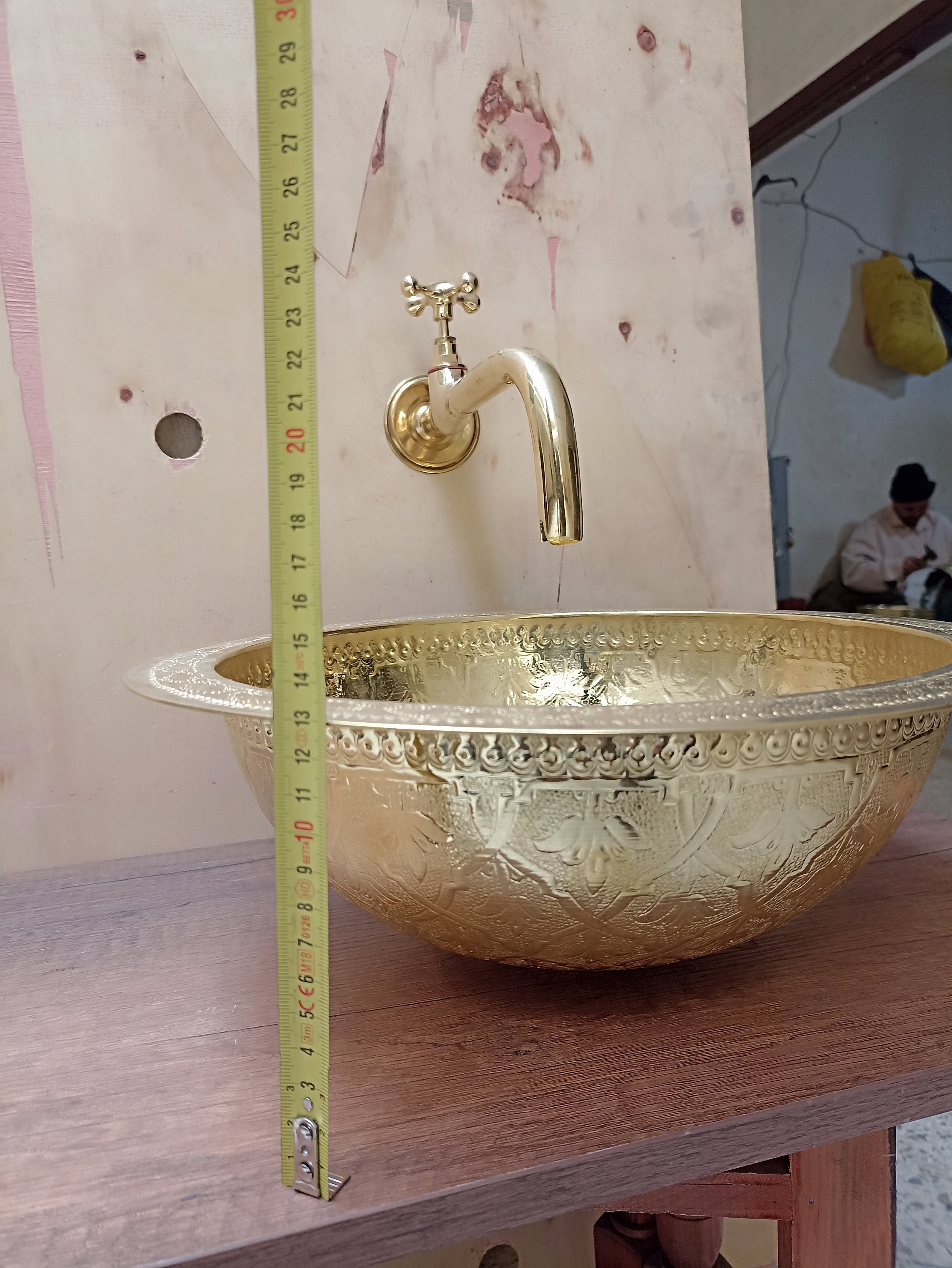Handcrafted Brass Bathroom Sink Set: Drop-in Basin With Matching Brass ...