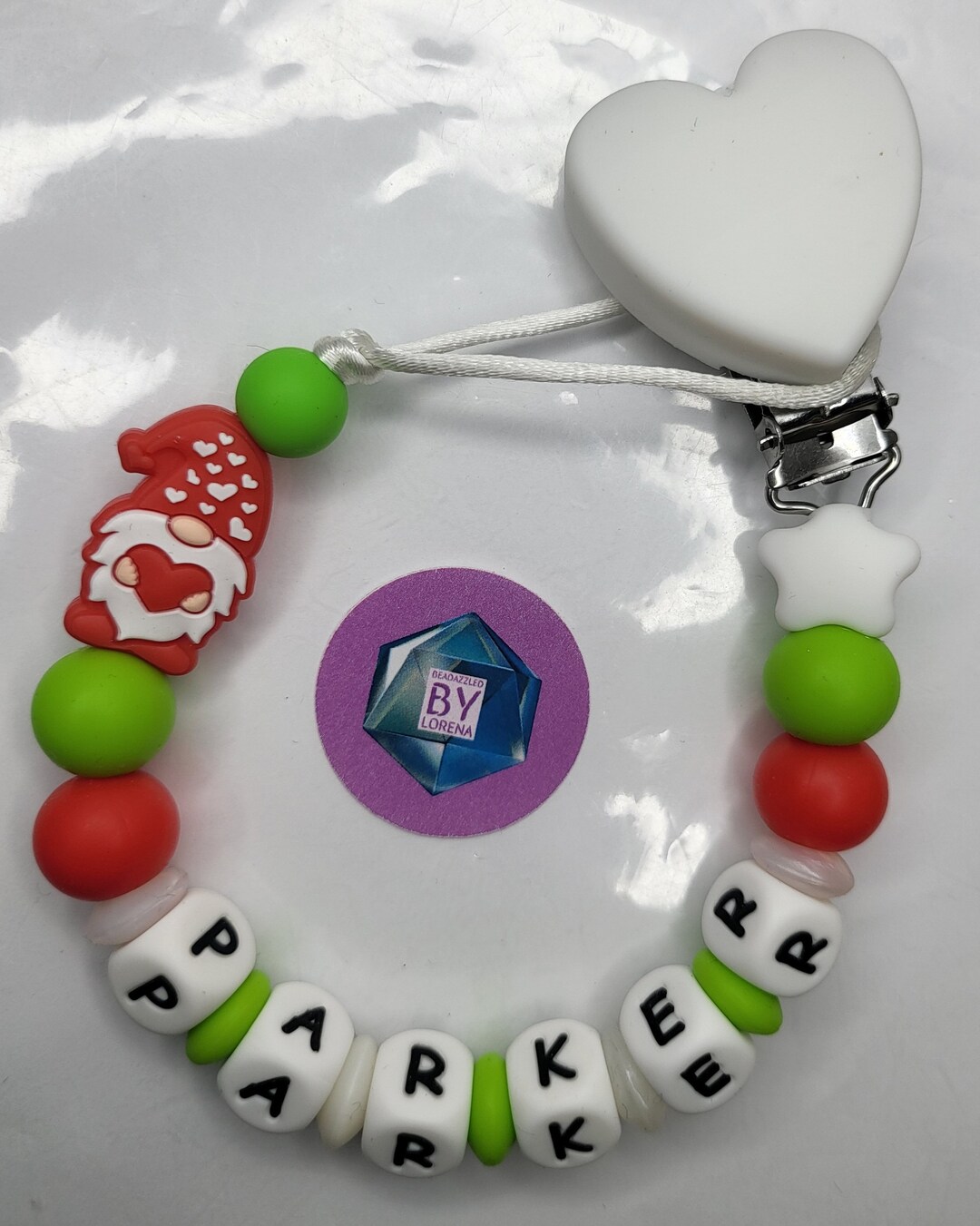 Personalised Christmas Festive Santa Gonk Silicone Dummy Clip Pacifier ...