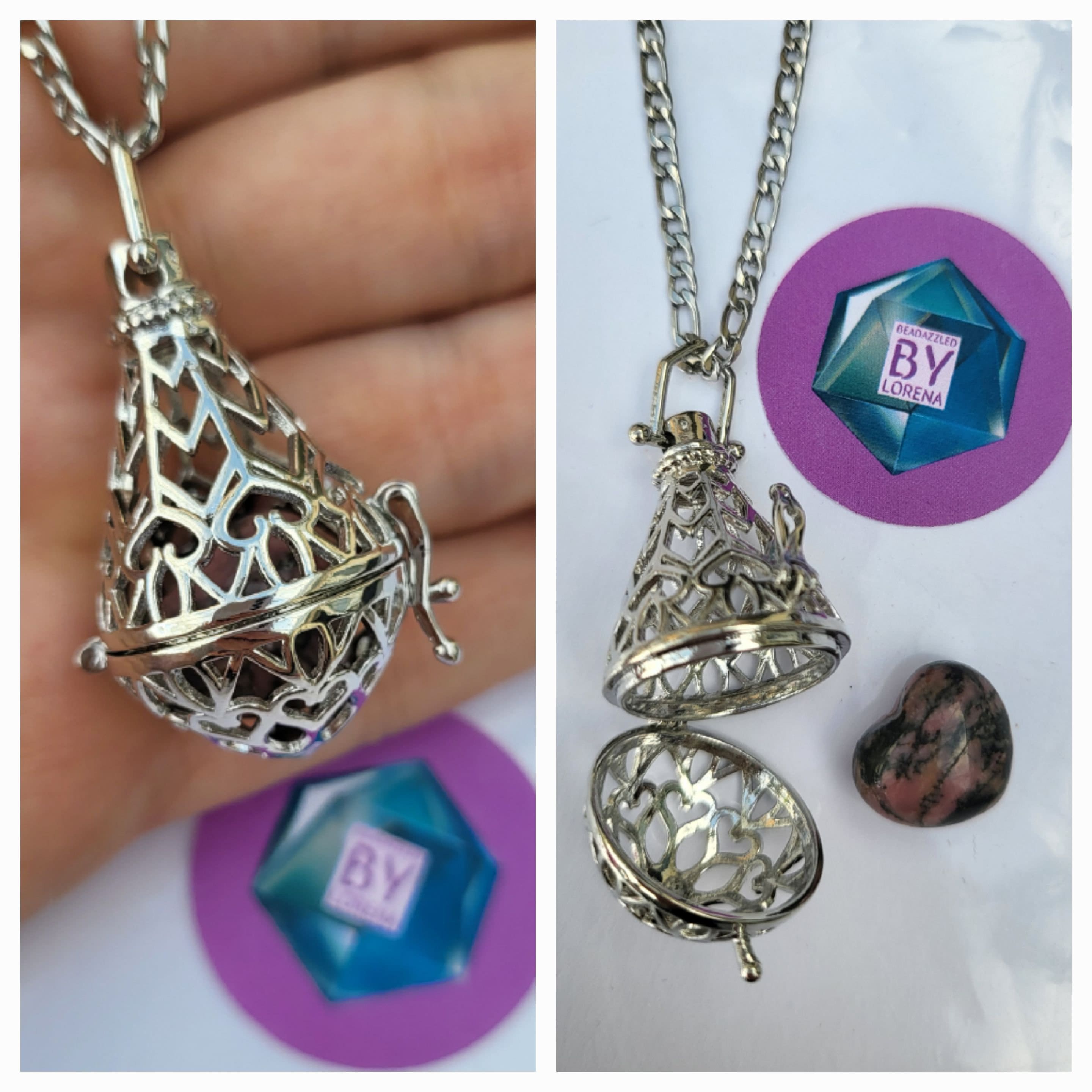 Cone Cage Pendant Necklace, Diamond Cage, Pointed Cage, Tear Drop ...