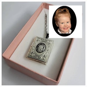 Engraved Book Photo Locket/personalised Rectangular Picture Holder ...