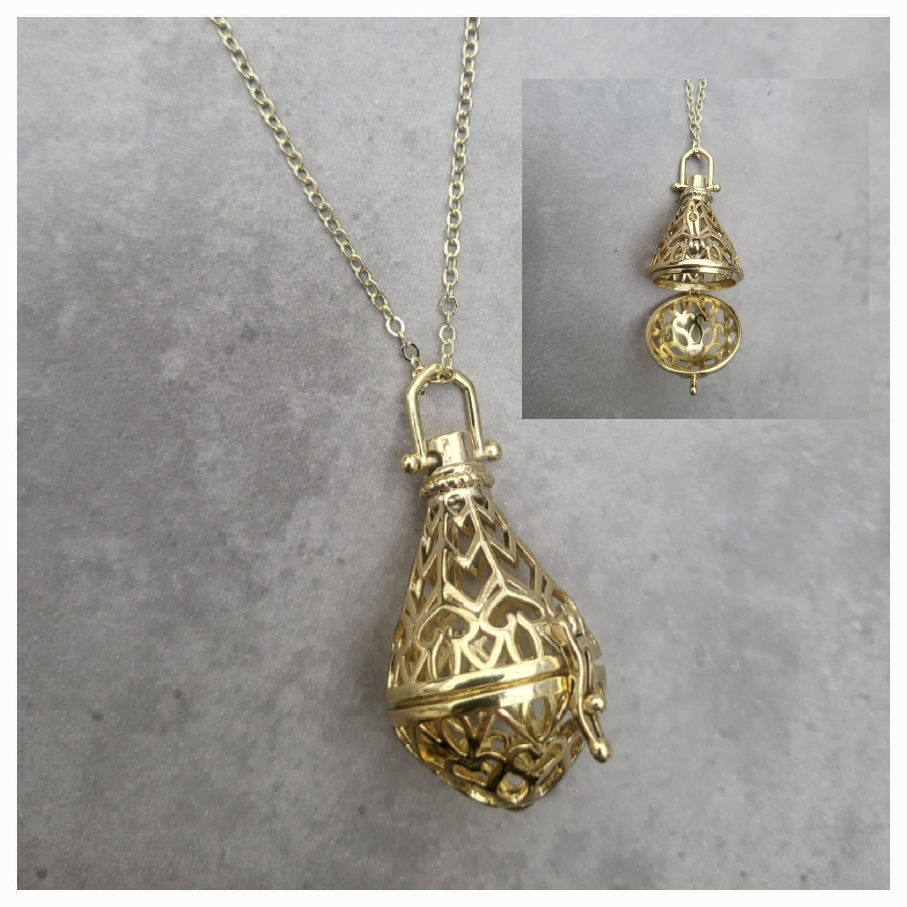 Cone Cage Pendant Necklace, Diamond Cage, Pointed Cage, Tear Drop ...