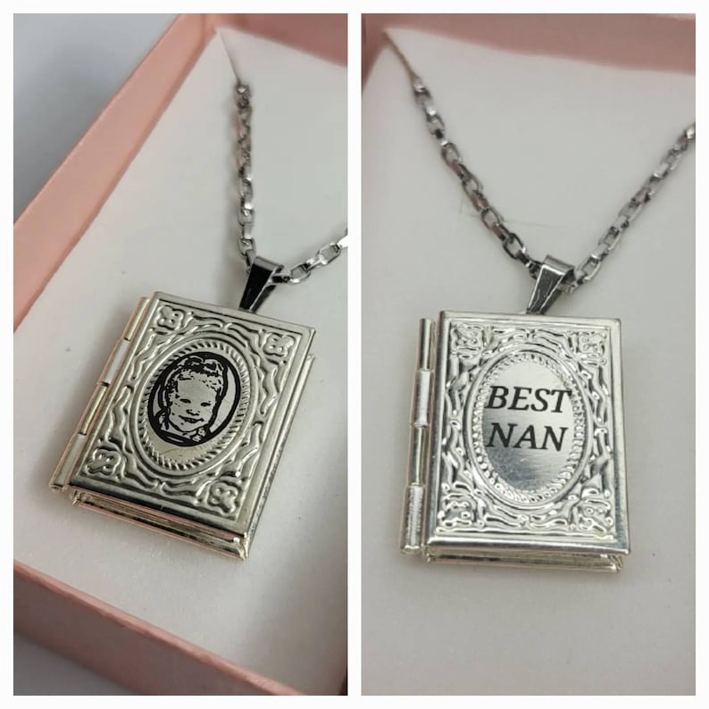 Engraved Book Photo Locket/personalised Rectangular Picture Holder ...