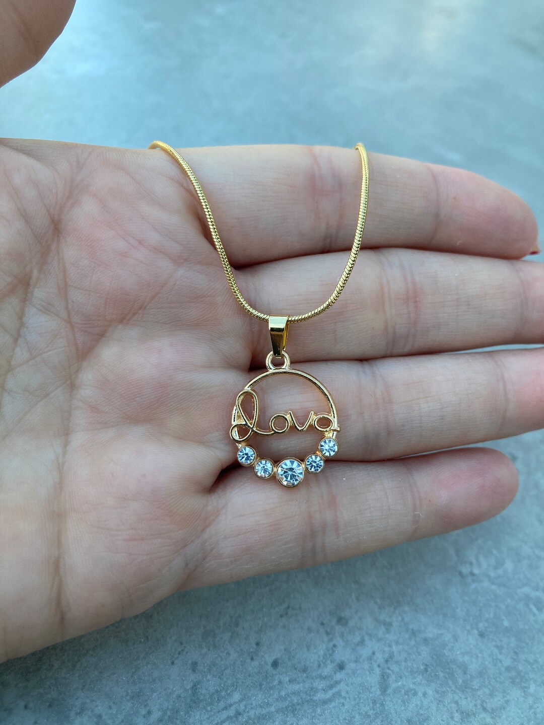 Circle Love Rhinestone Charm Necklace Valentine’s Day Anniversary ...