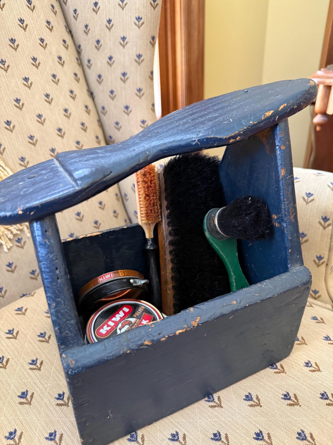 Antique Shoe Shine Kit | 1900s Painted Wood Box & Polish - Etsy