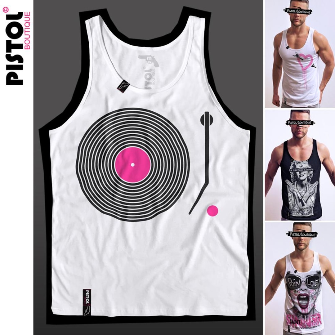 Pistol Boutique Men's White Standard Fit "abstract Dj" Music Record ...