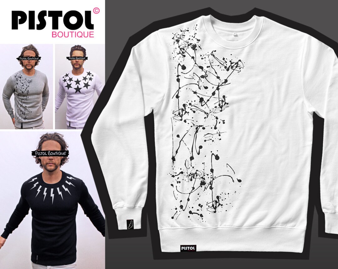 Pistol Boutique Men's White "graffiti Random Ink Paint Splats" Fashion ...
