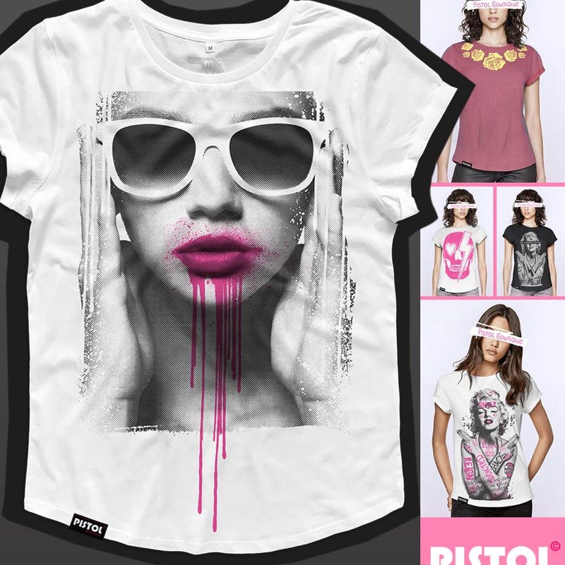 Lip Print Tee - Etsy UK