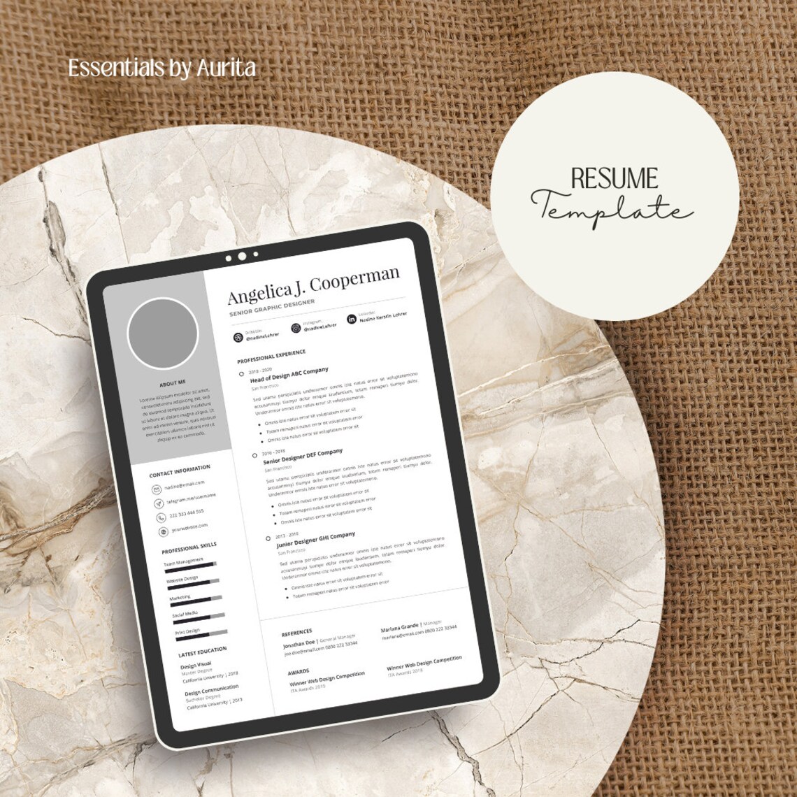 Professional Resume Template Executive Resume Template Modern Resume ...