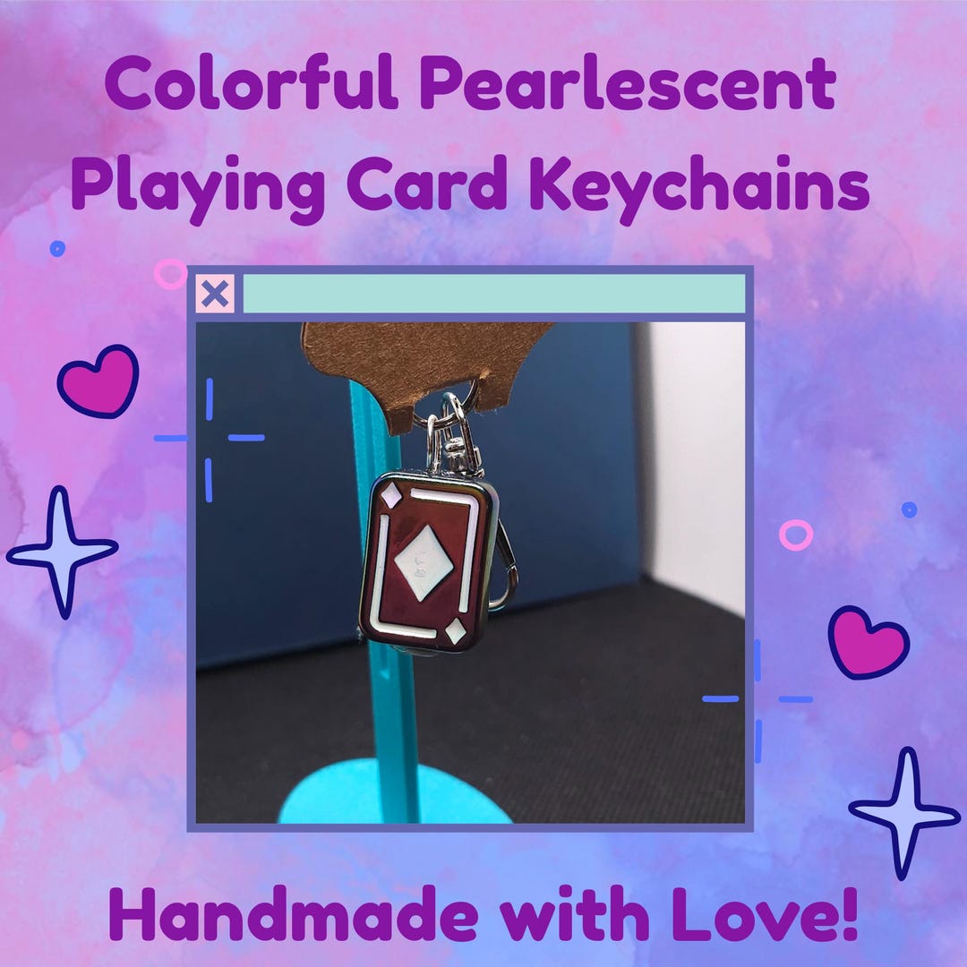 Handmade Pearlescent Playing Card Keychain: Gaming Accessory - Etsy