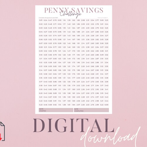 Penny Savings Challenge Low Budget Savings Challenge 52 Week - Etsy