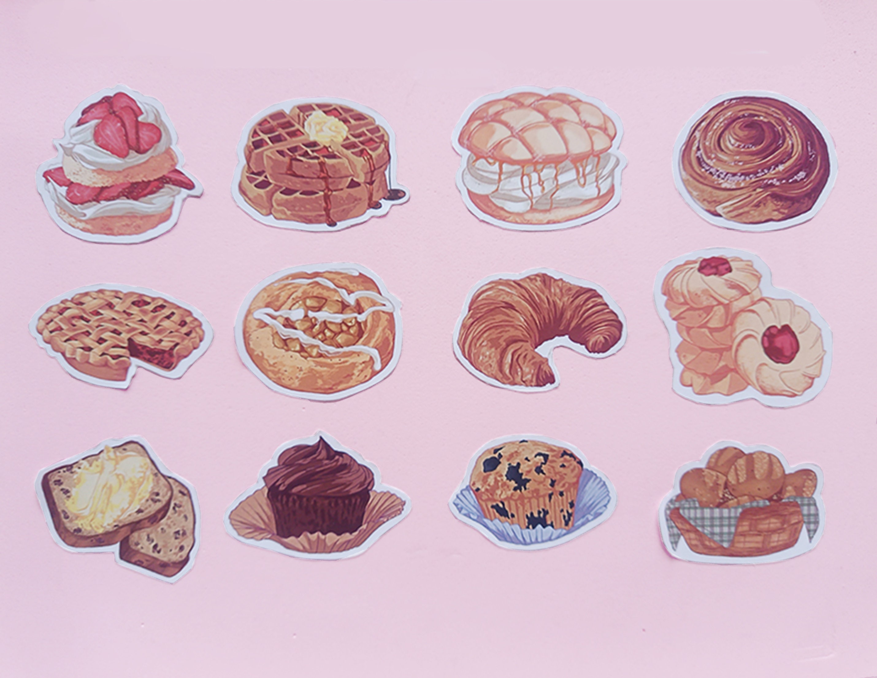 Cute Stationary Sticker Food Art Set Bakery & Dessert Theme - Etsy