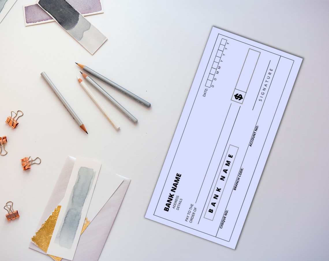 Editable Blank Cheque Bank Cheque Printable Cheque - Etsy Canada