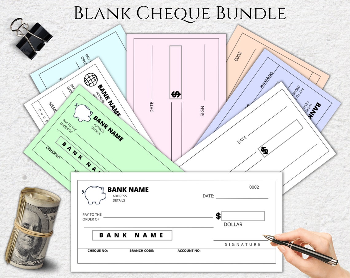 Editable Blank Cheque Bank Cheque Printable Cheque - Etsy Canada