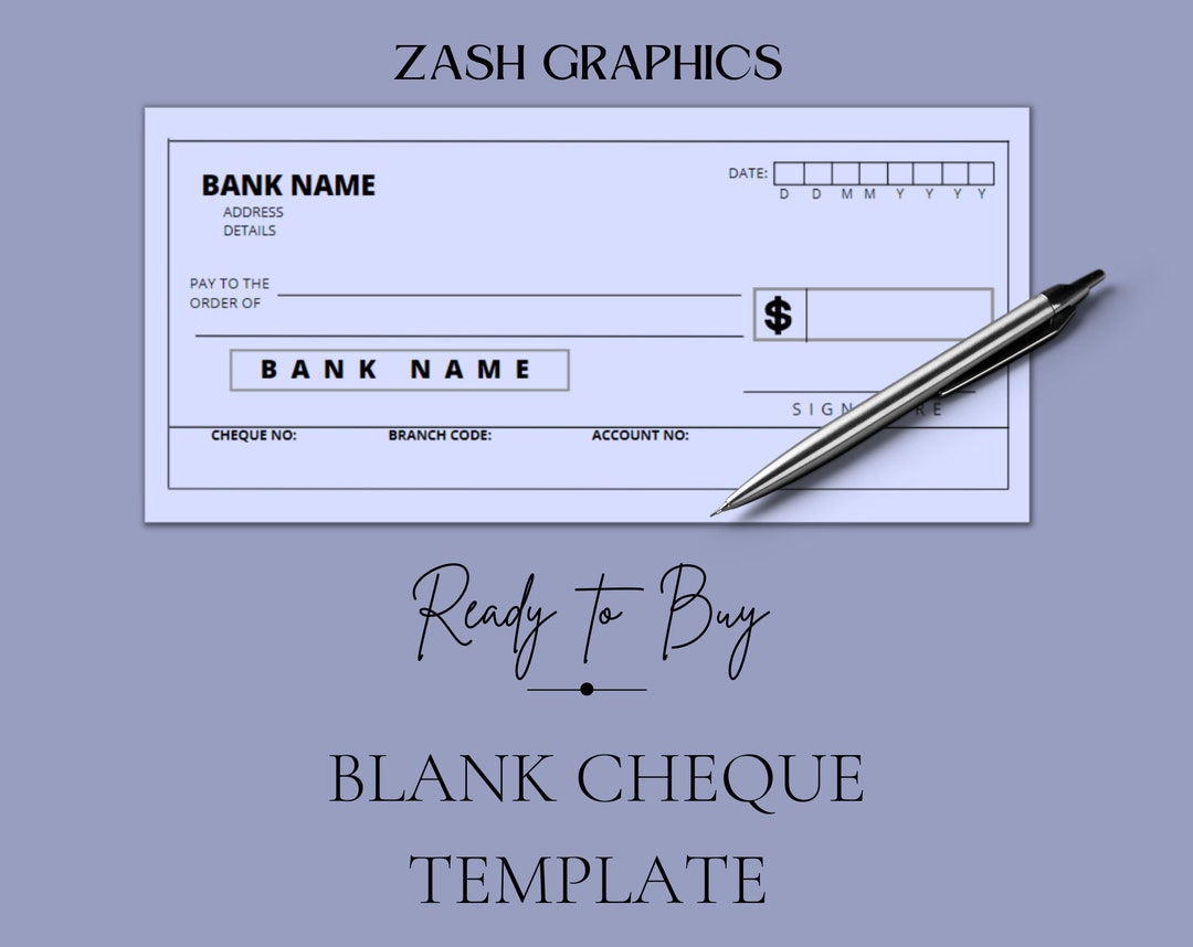 Editable Blank Cheque Bank Cheque Printable Cheque - Etsy Canada