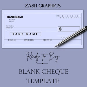 Editable Blank Cheque Bank Cheque Printable Cheque - Etsy Canada