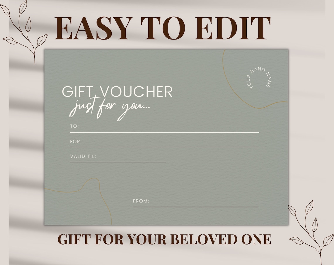 Editable Gift Voucher Template Gift Card Voucher Gift - Etsy Canada