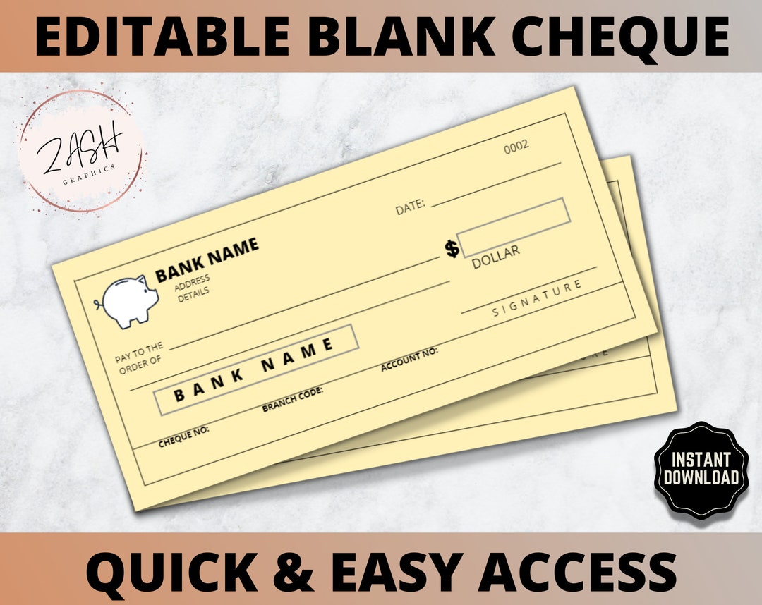 Buy Blank Cheque Template Editable Check Blank Check Online in India - Etsy