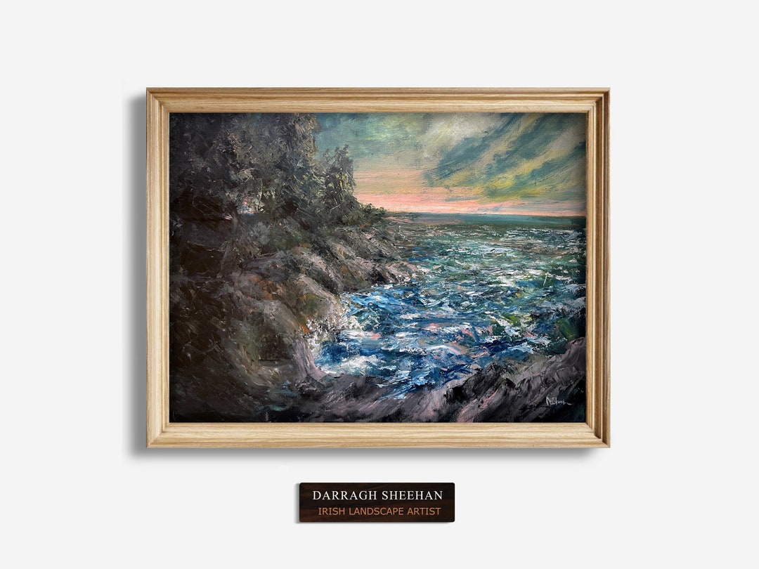 Sunset Over Cliffs, Oil Painting Fine Art ORIGINAL Artist Darragh ...