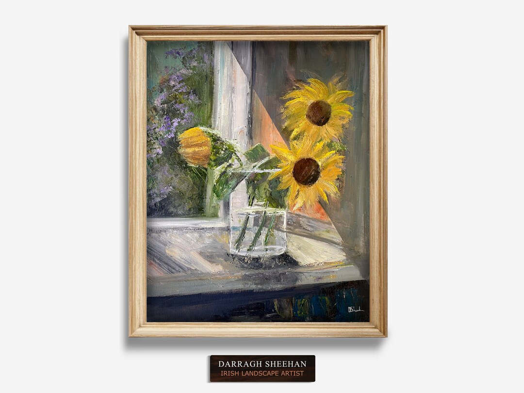 Beautiful Still Life Oil Painting ORIGINAL, Sunflowers | Artist Darragh ...