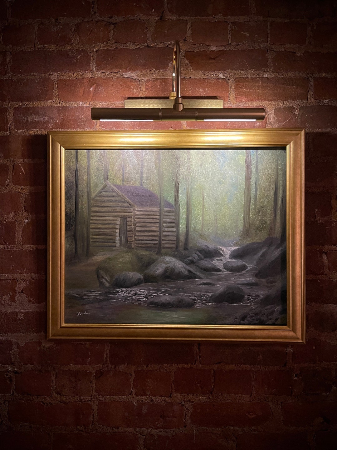 Beautiful Original Painting, Cabin in the Woods. Fine Art Original ...