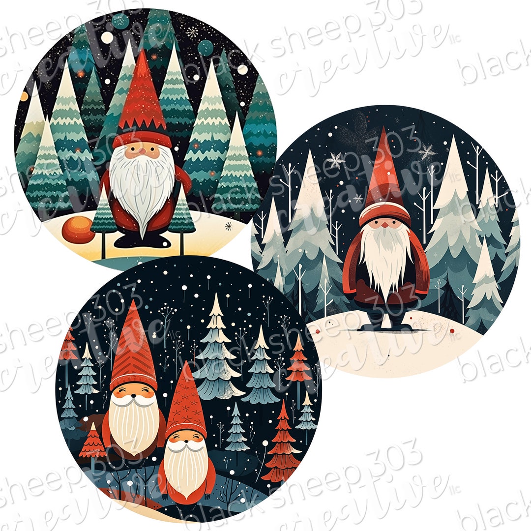 Holiday Christmas Gnomes Round PNG Digital Designs for Sublimation ...