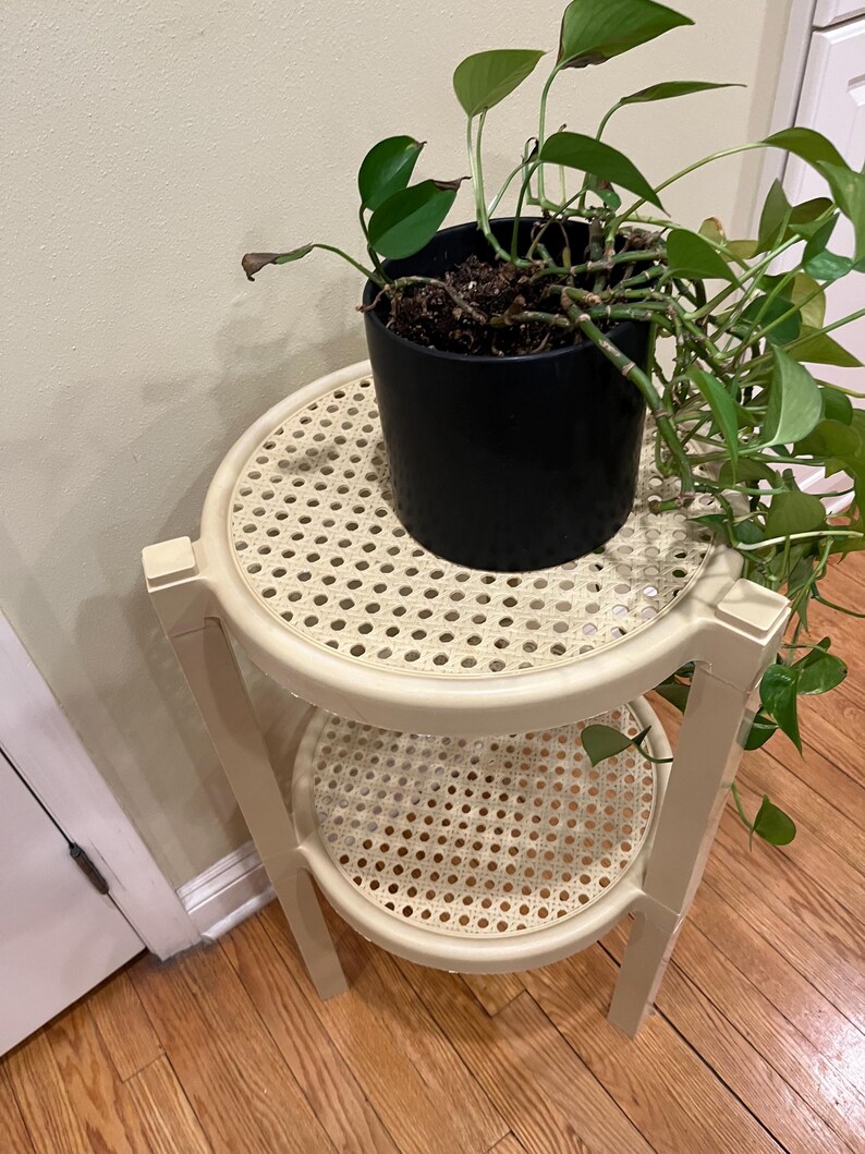 Vintage Stacking Plastic Plant Stands Beige Removable Legs Woven Top - Etsy
