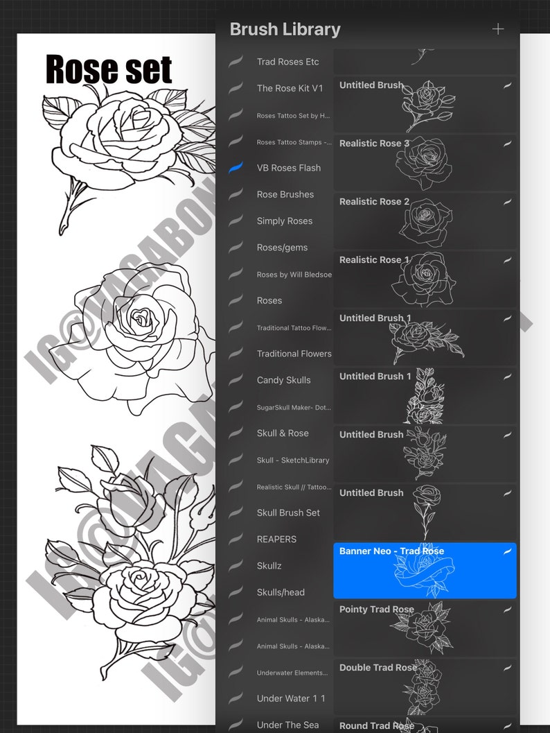 Tattoo Rose Flash Brush Tools - Etsy