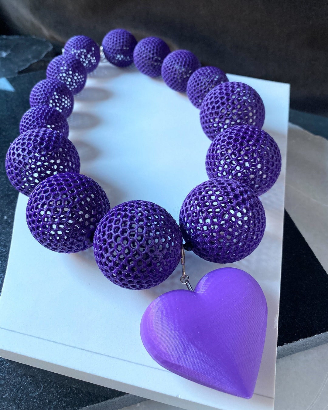 Unique Chunky Beaded Necklace With Detachable Pendant Heart Maximalist ...