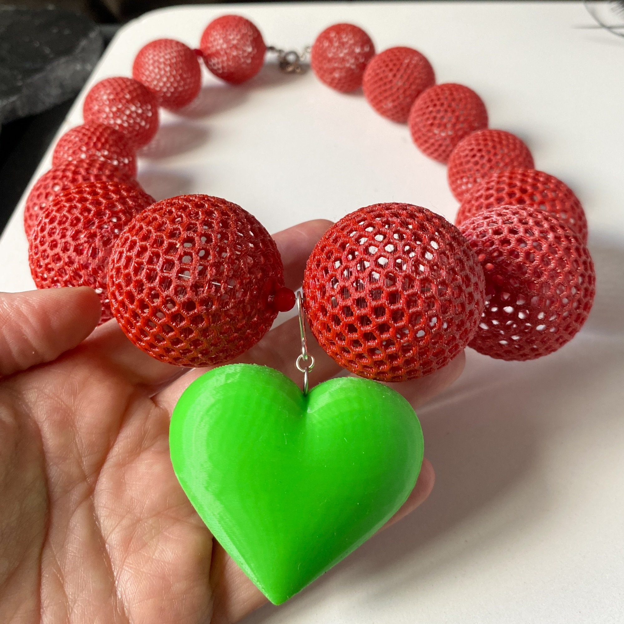 Statement Iris Apfel Necklace, Green Alex Heart Maximalist Jewelry ...