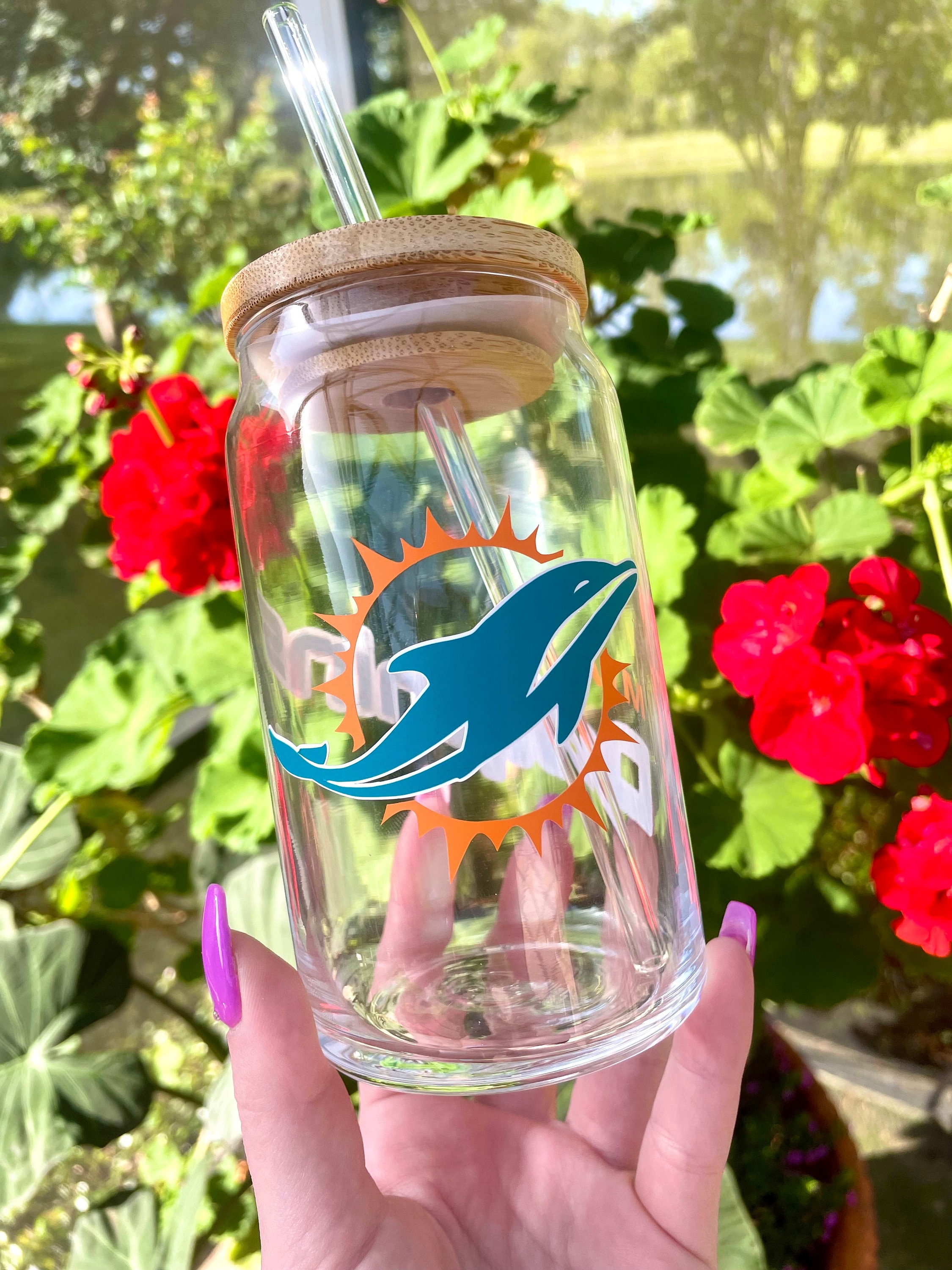 Miami Dolphins Glass Beer Can Cup - Etsy