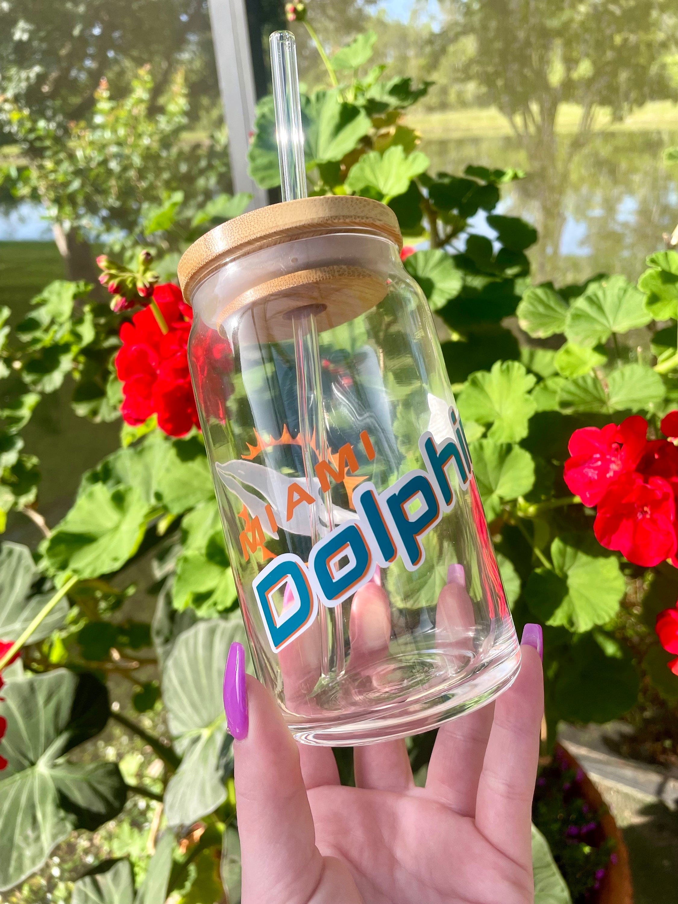 Miami Dolphins Glass Beer Can Cup - Etsy