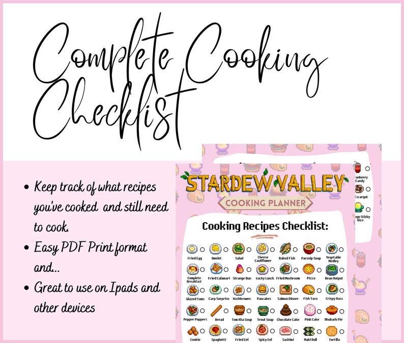 Complete Cooking Checklist Digital Download PDF Print - Etsy
