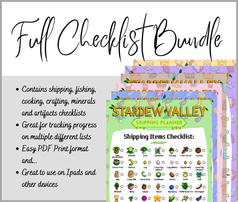 Full Checklist Bundle Digital Download PDF Print - Etsy