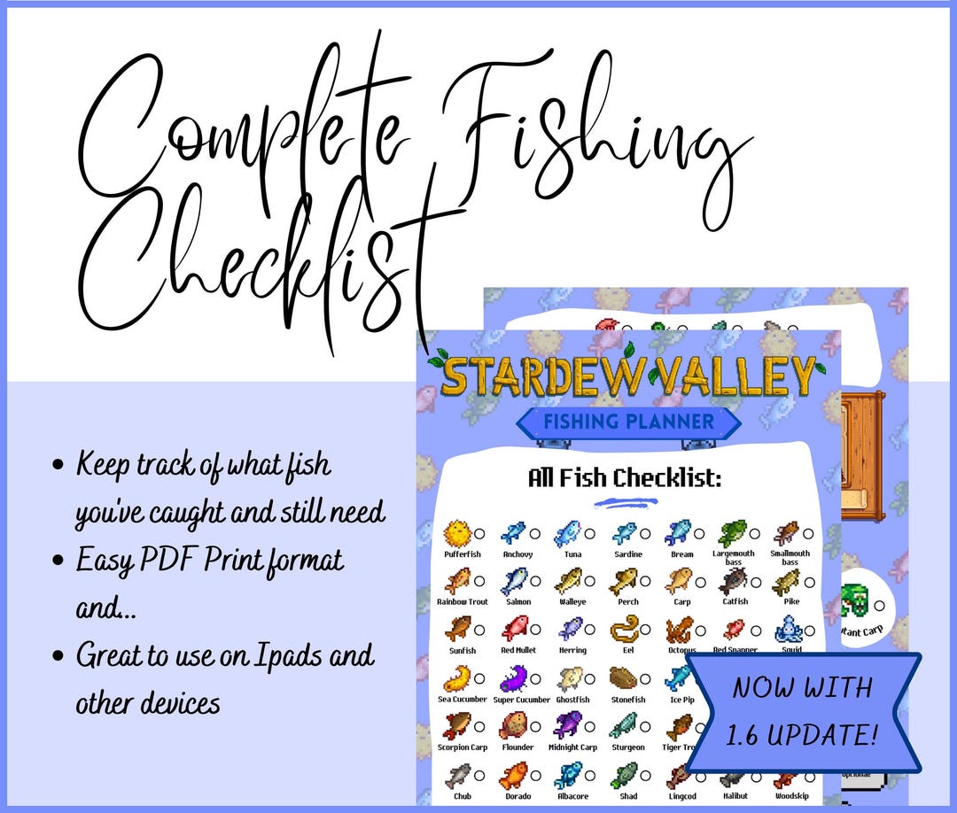 All Fish Checklist | Digital Download | PDF Print - Etsy