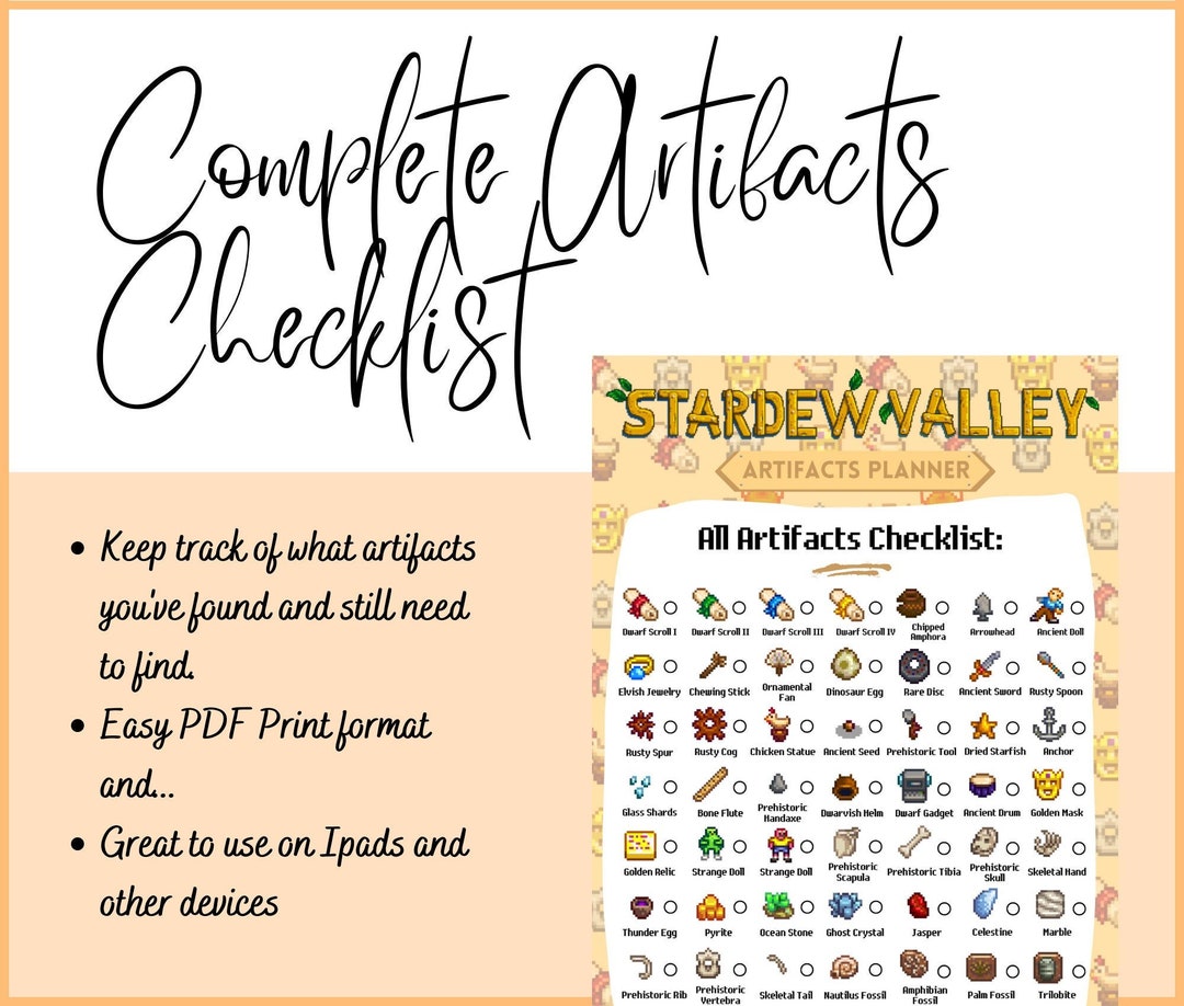 All Artifacts Checklist Digital Download PDF Print - Etsy