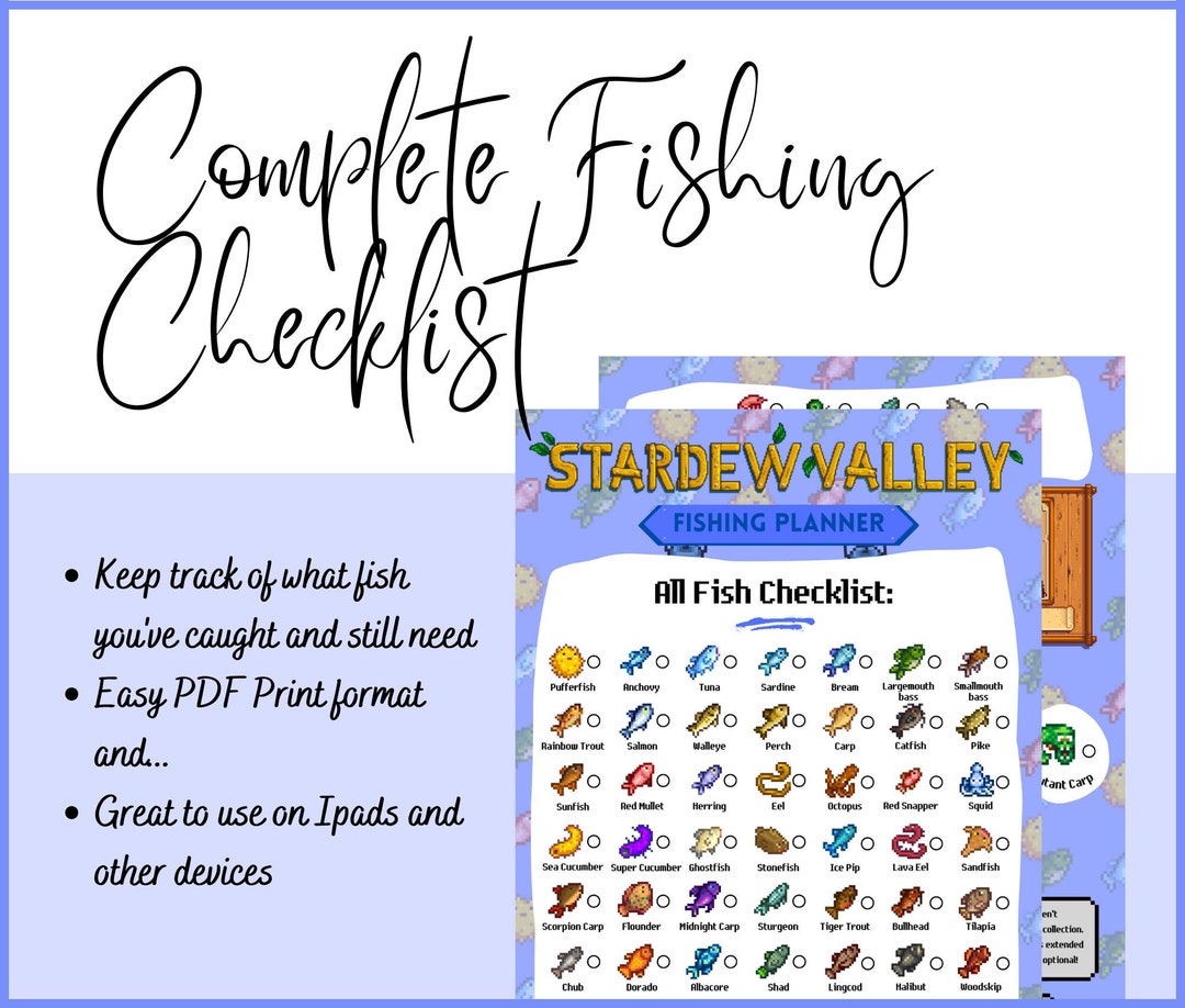 All Fish Checklist Digital Download PDF Print - Etsy